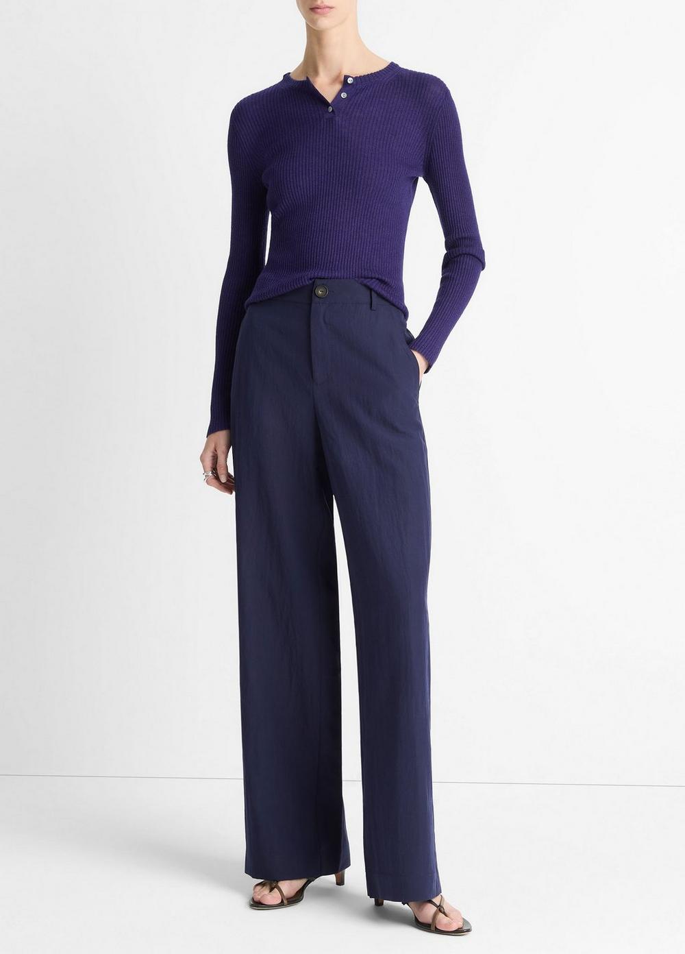 VINCE Vince Textured Relaxed Wide-Leg Pants
